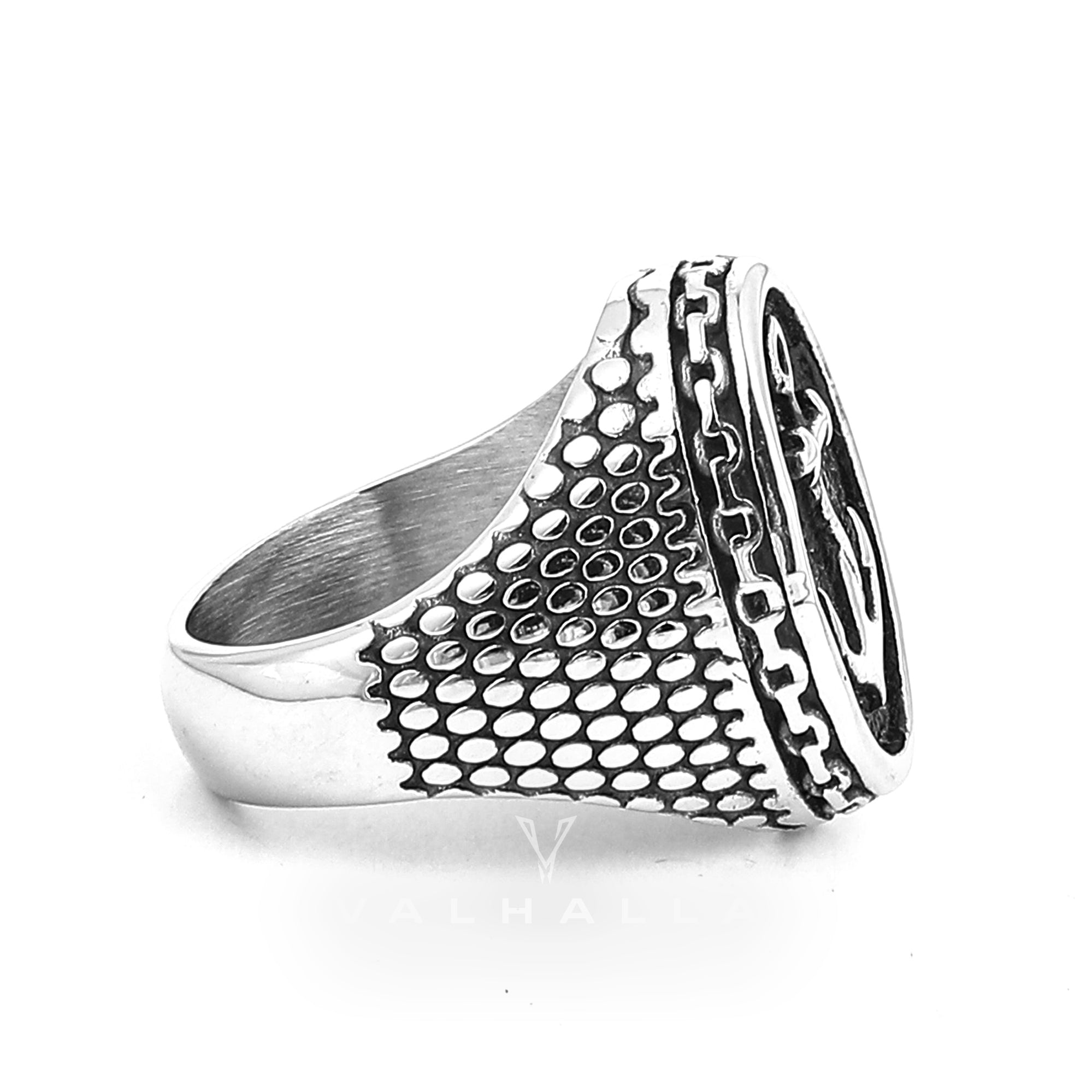 Carved Anchor Stainless Steel Marine Ring – Valhalla Fallen