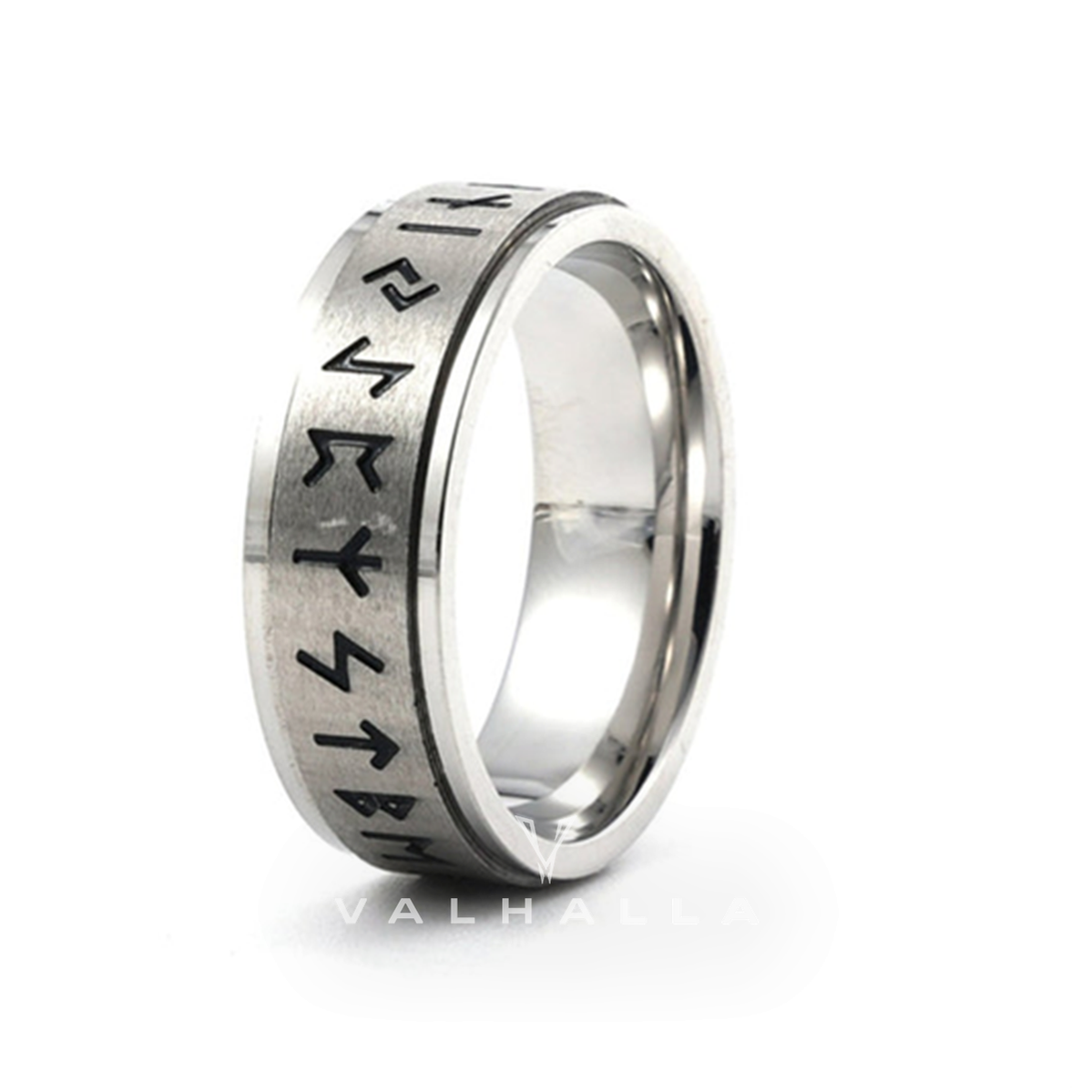 Vegvisir Runes Stainless Steel Spinner Ring – Valhalla Fallen
