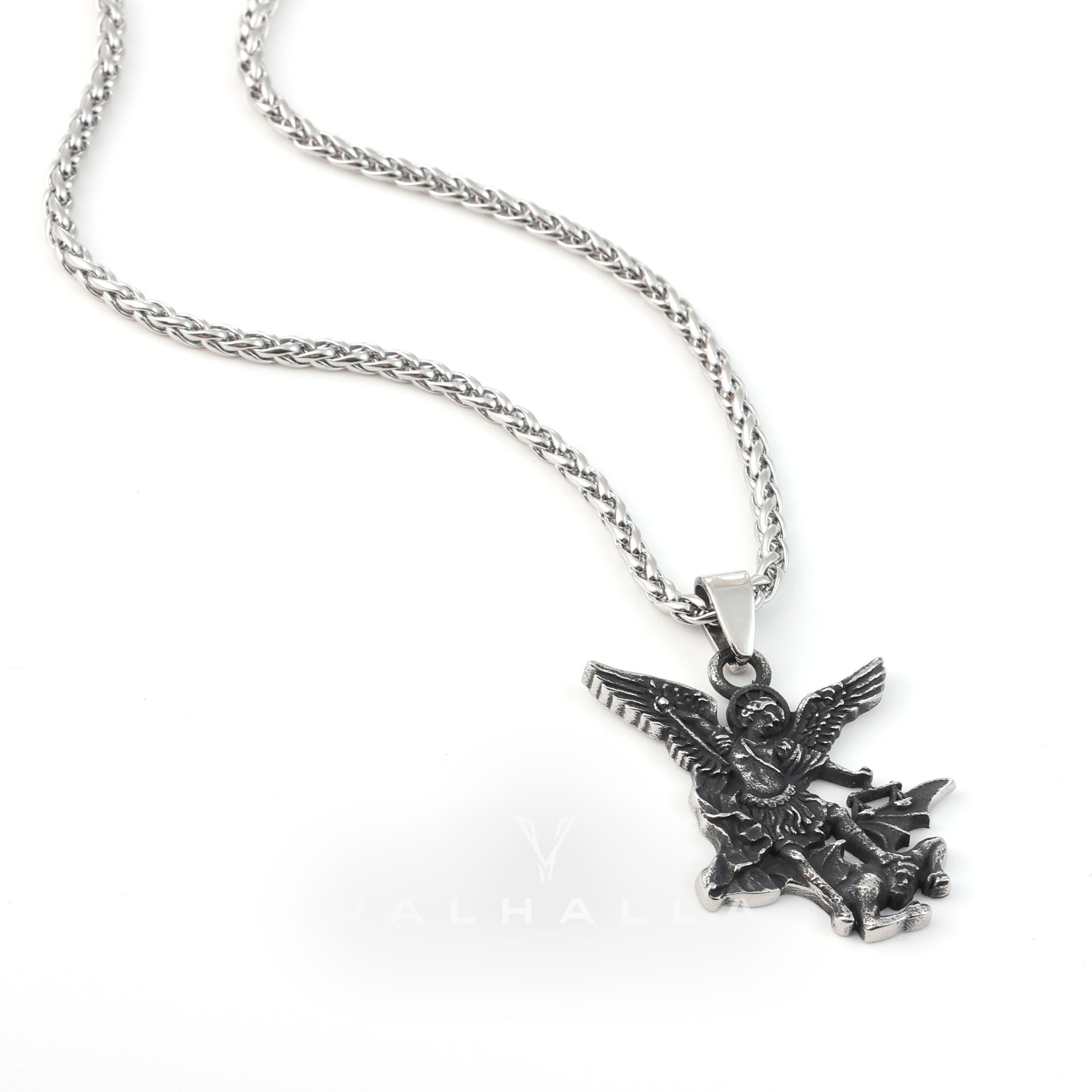 St. Michael Archangel Stainless Steel Religion Pendant & Chain ...