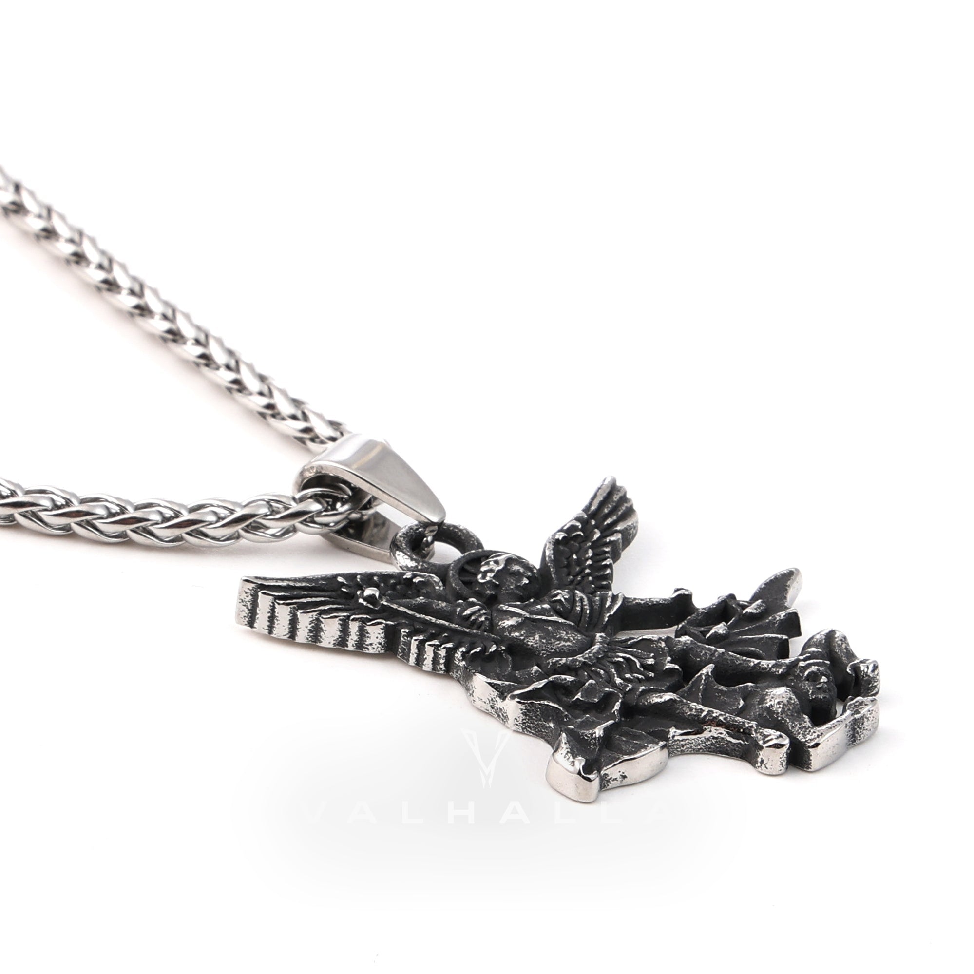 St. Michael Archangel Stainless Steel Religion Pendant & Chain ...