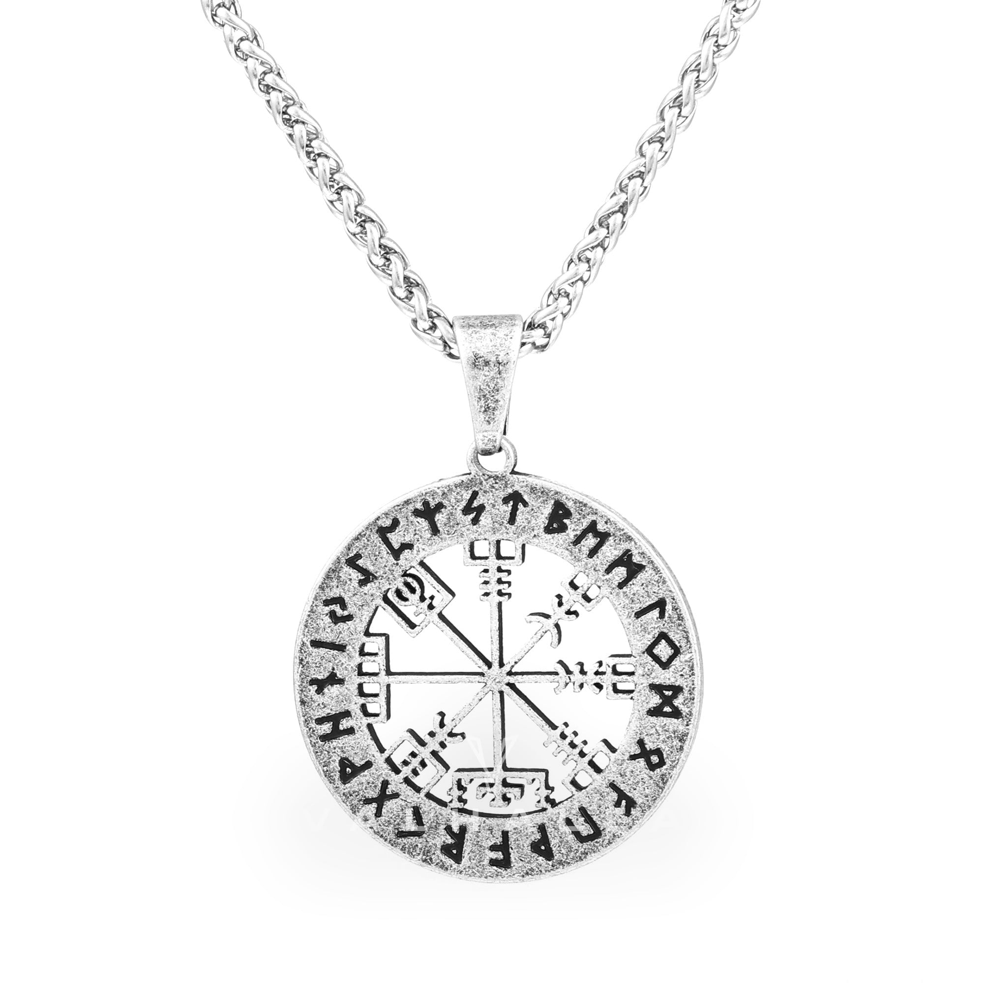 Vegvisir Viking Compass Stainless Steel Pendant & Chain – Valhalla Fallen