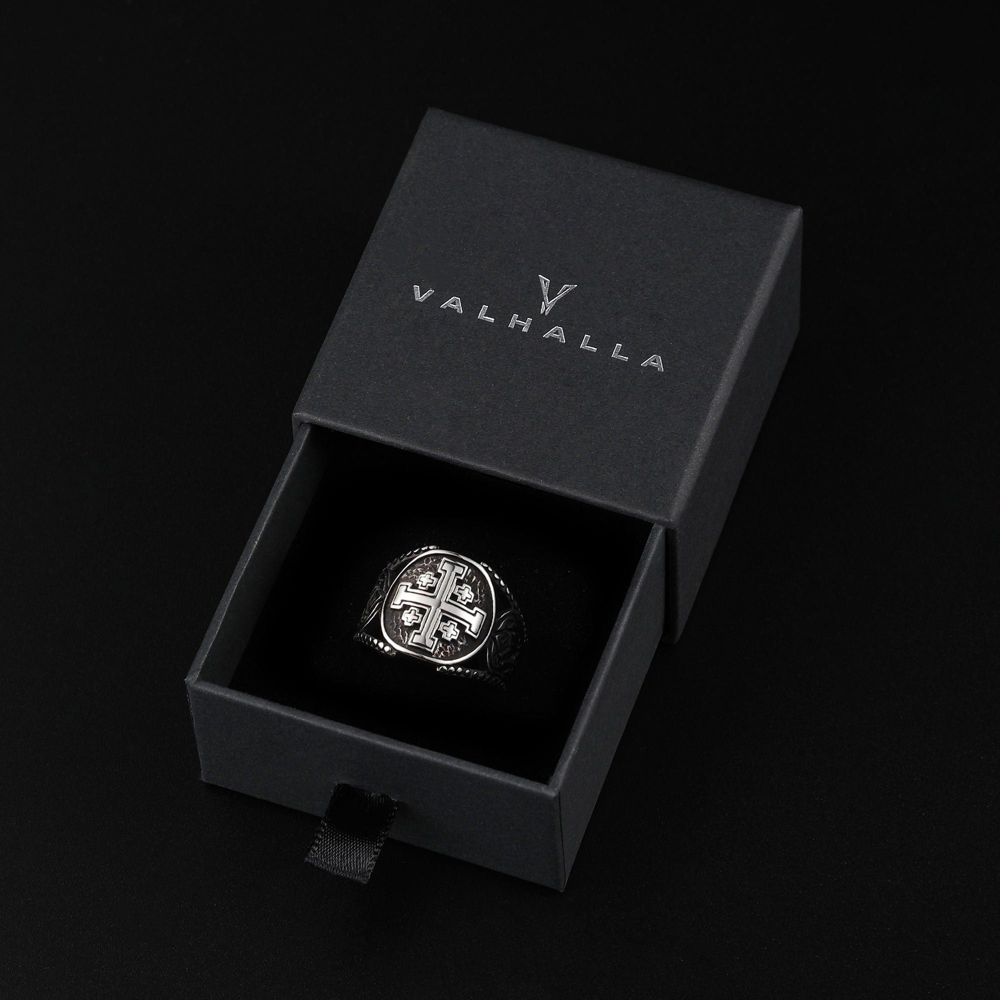 Jerusalem Cross Stainless Steel Religion Ring – Valhalla Fallen