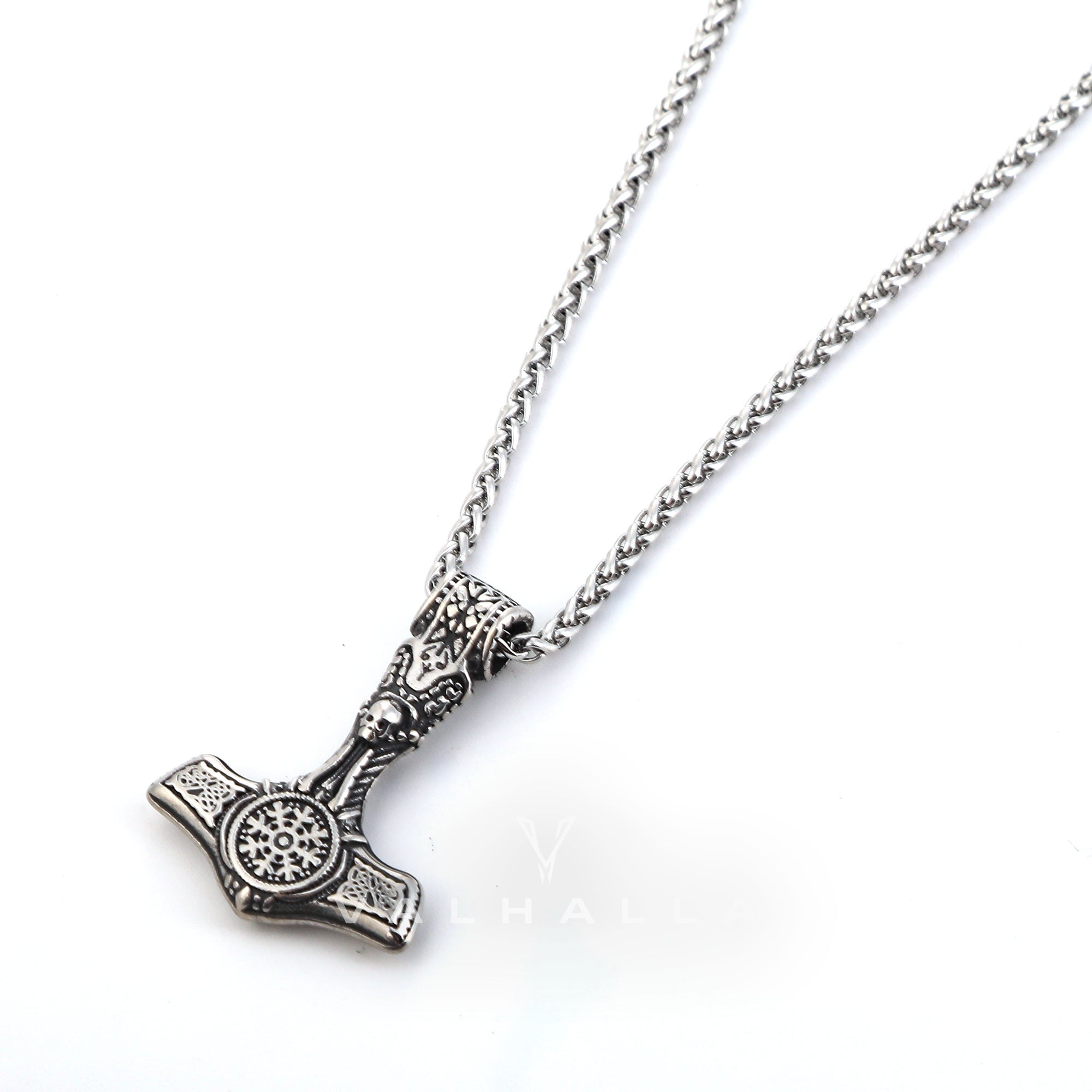 Handcrafted Stainless Steel Mjolnir With Skull and Helm of Awe ...