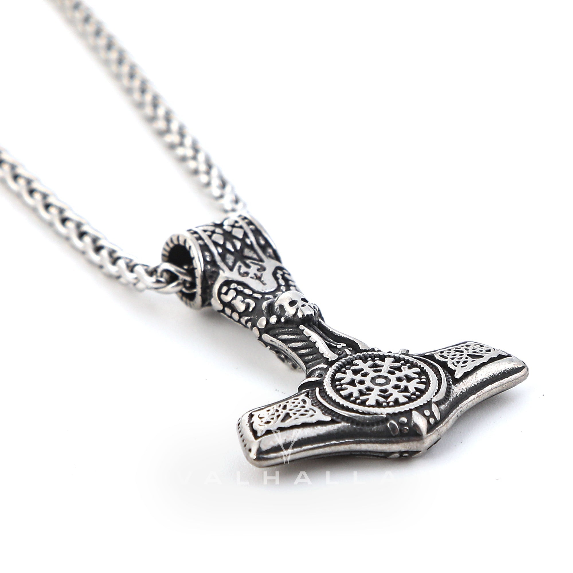Handcrafted Stainless Steel Mjolnir With Skull and Helm of Awe ...