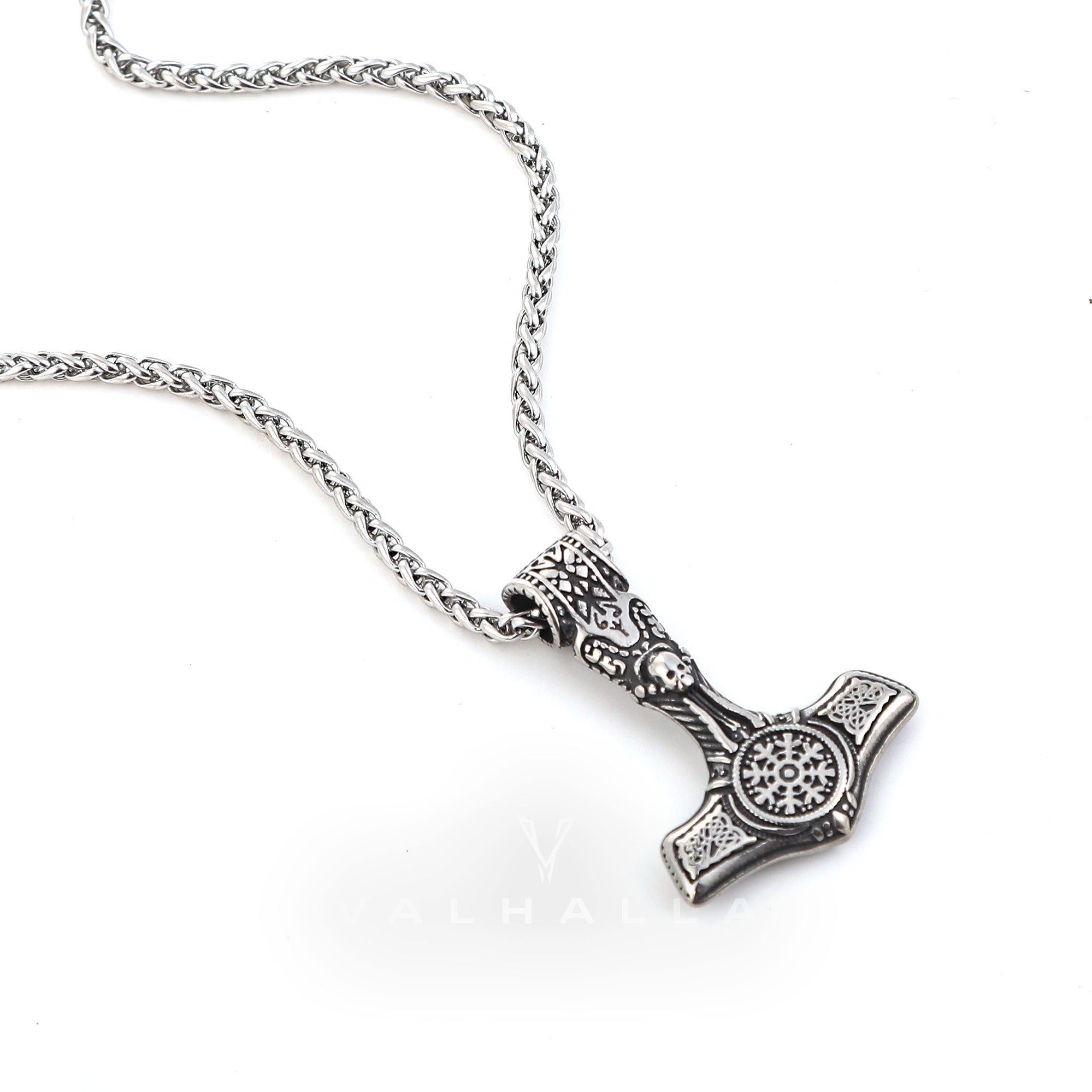 Handcrafted Stainless Steel Mjolnir With Skull and Helm of Awe ...