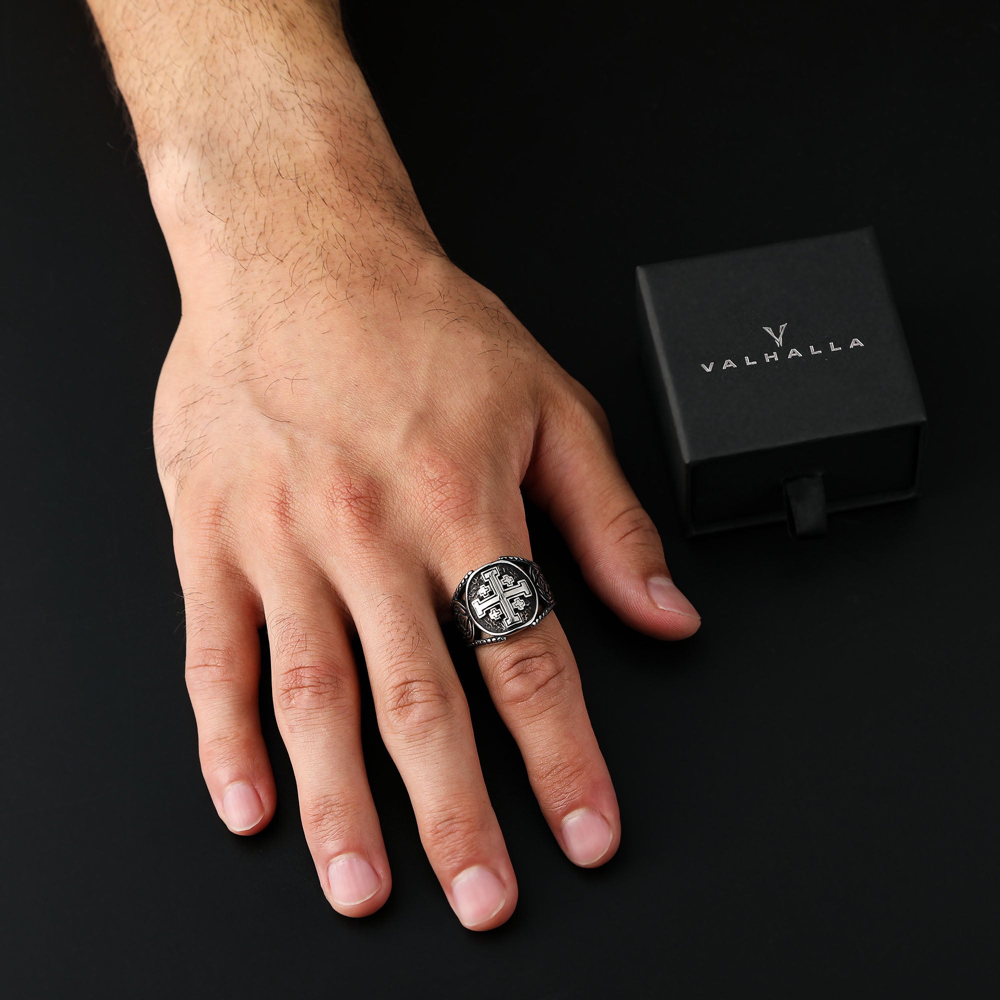 Jerusalem Cross Stainless Steel Religion Ring – Valhalla Fallen