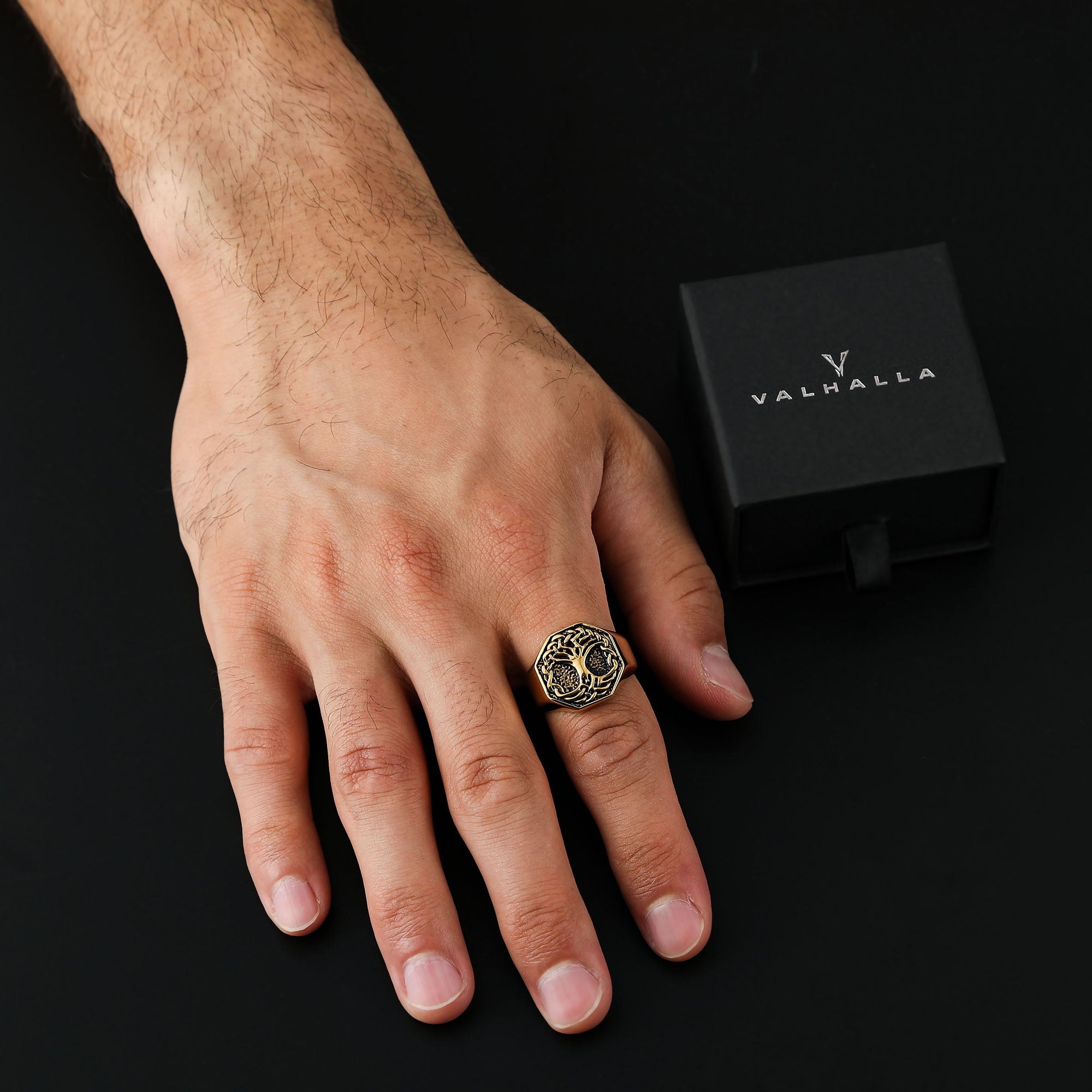 Gold Classic Tree of Life Stainless Steel Viking Ring – Valhalla Fallen