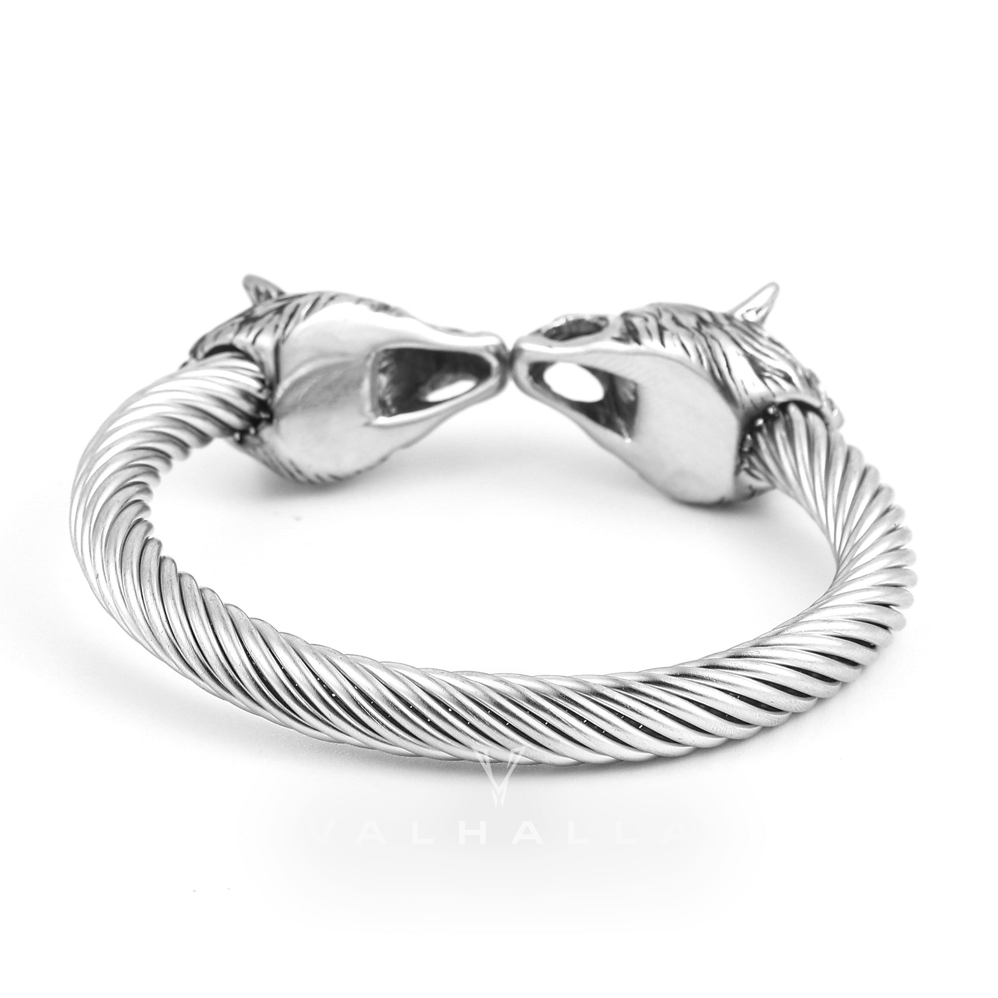 Handcrafted Stainless Steel Large Wolf Head Torc Bracelet – Valhalla Fallen