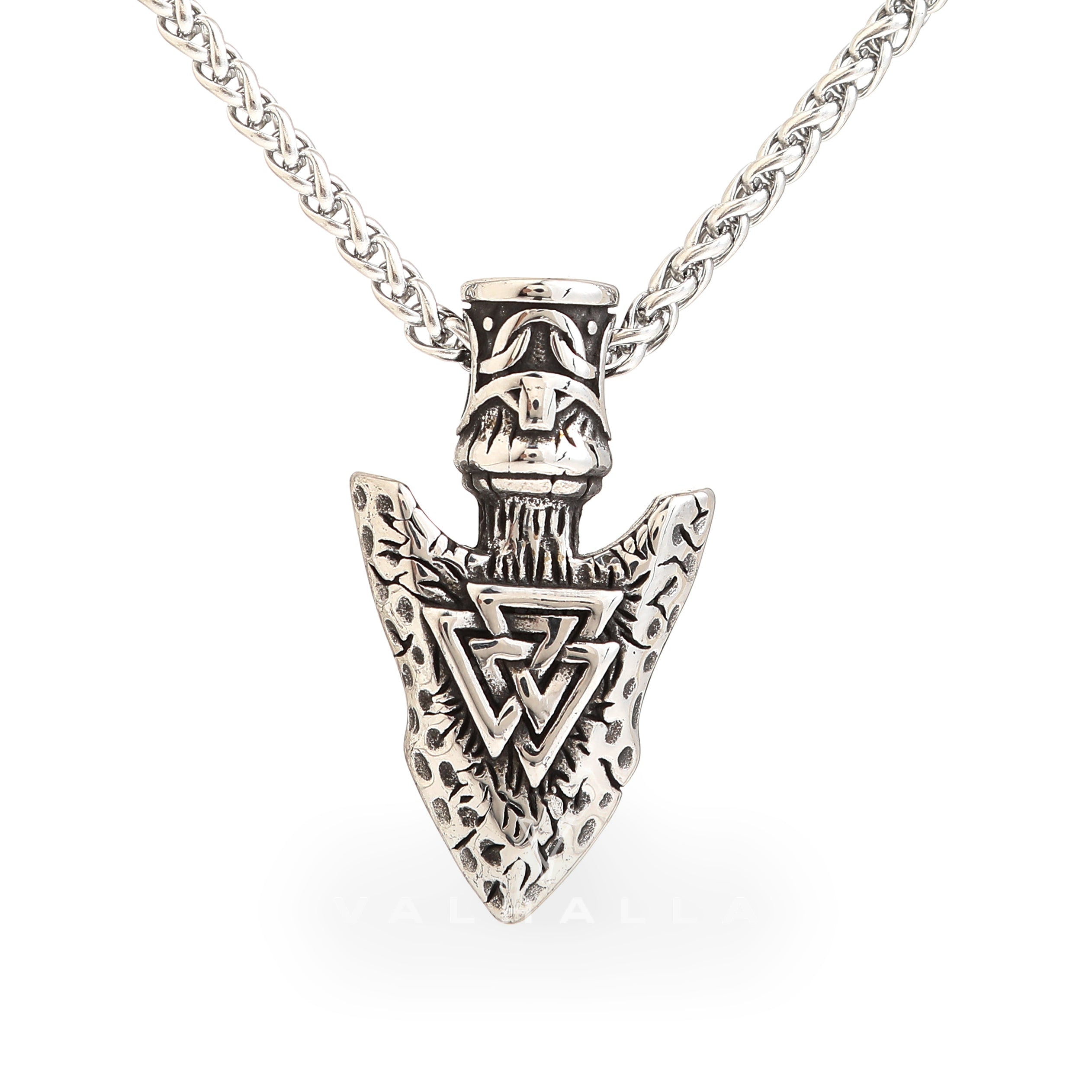 Valknut Stone Spear Stainless Steel Viking Pendant & Chain – Valhalla ...