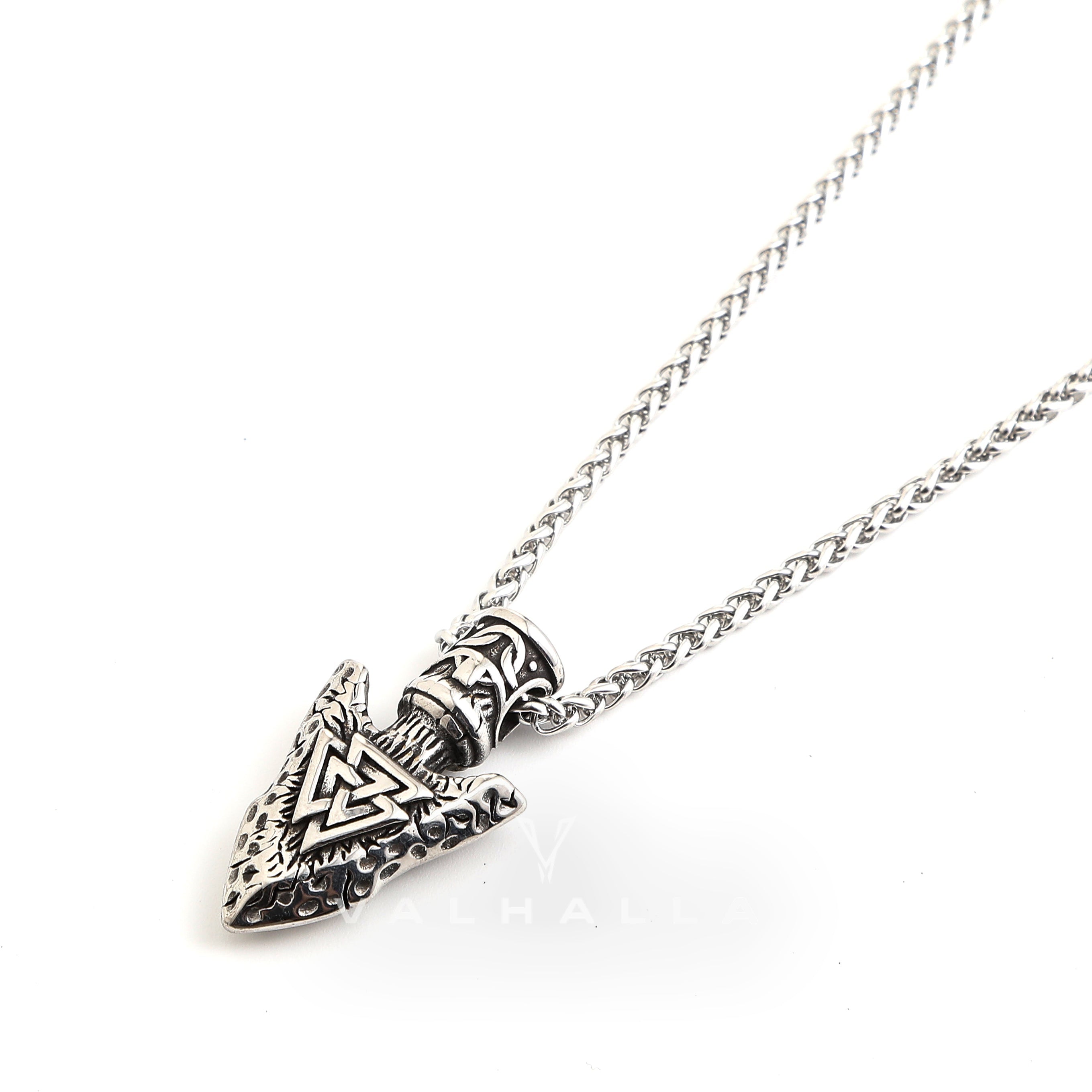 Valknut Stone Spear Stainless Steel Viking Pendant & Chain – Valhalla ...