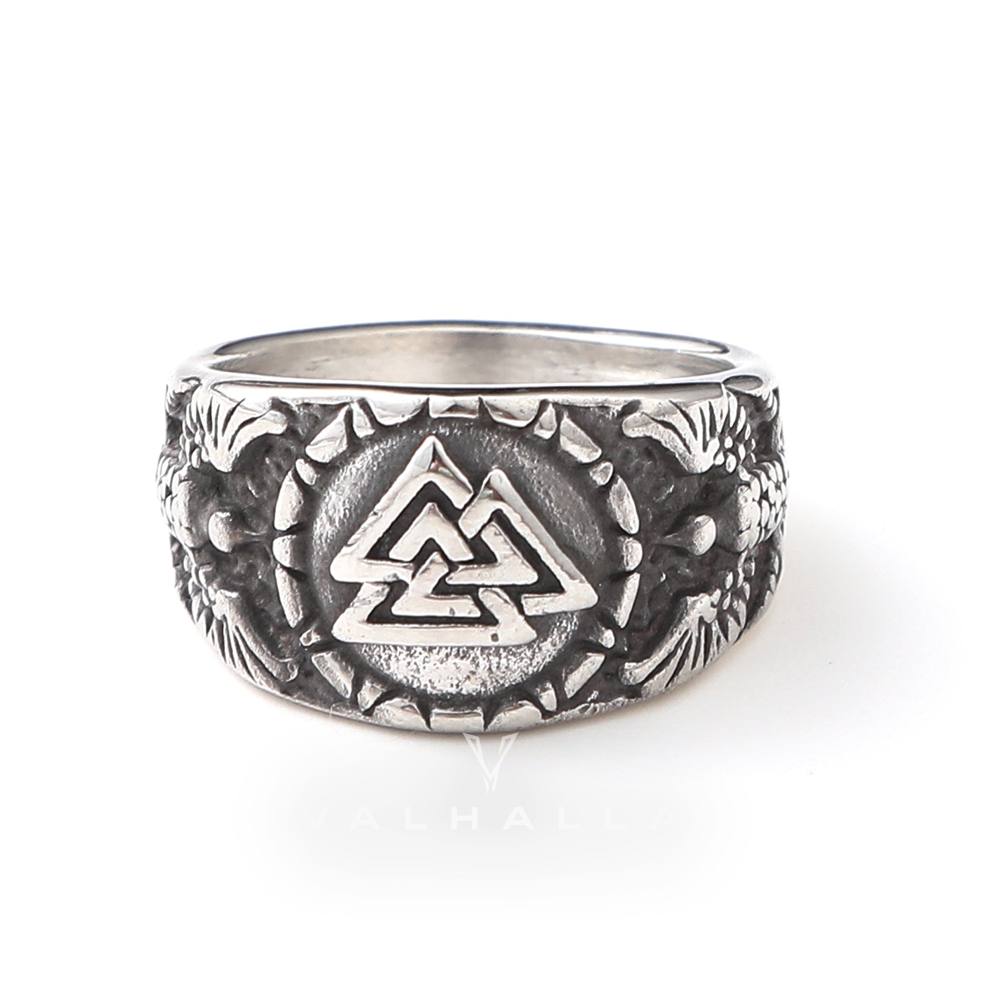 Valknut Raven Stainless Steel Viking Ring – Valhalla Fallen