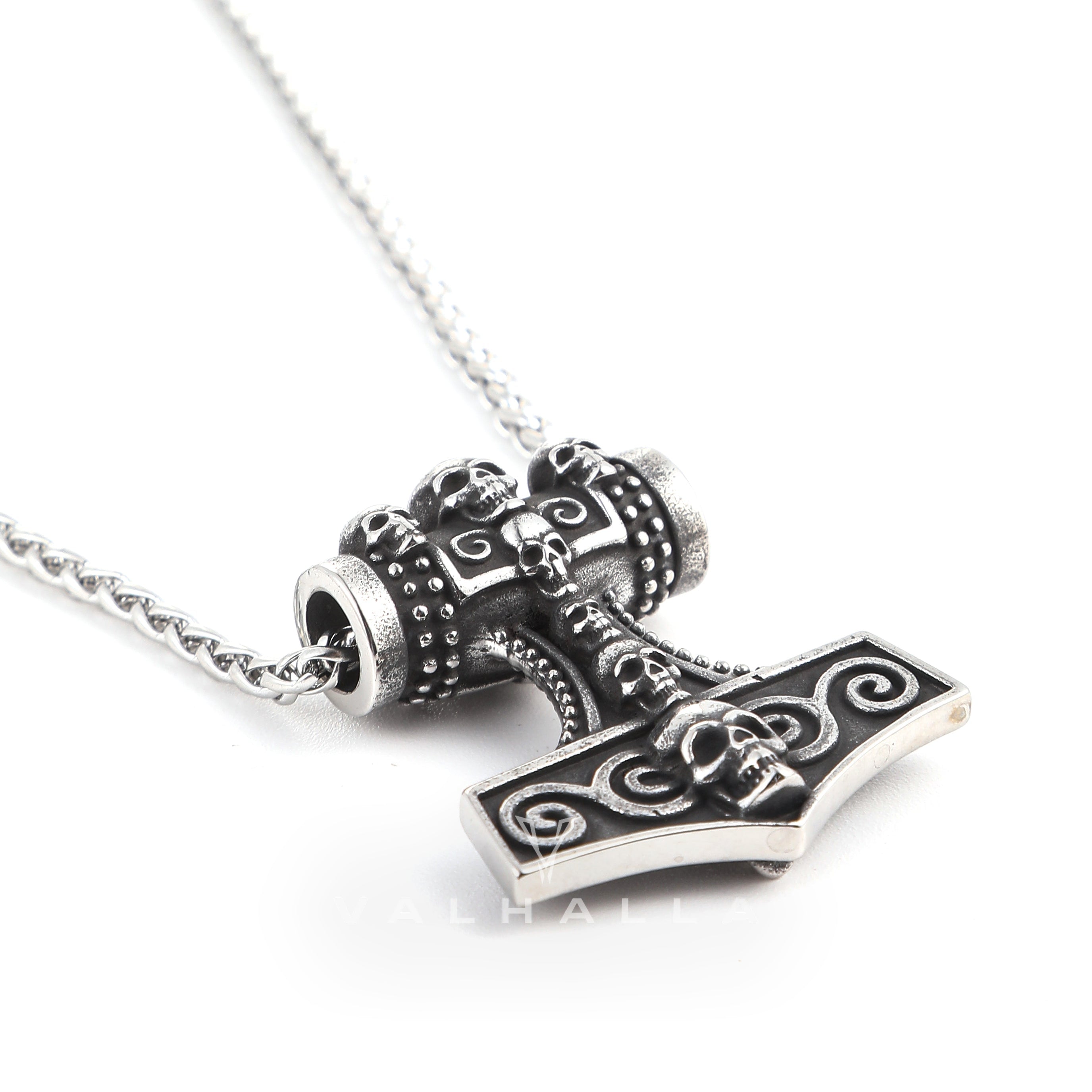 Thor’s Hammer Skull Stainless Steel Viking Pendant & Chain – Valhalla ...