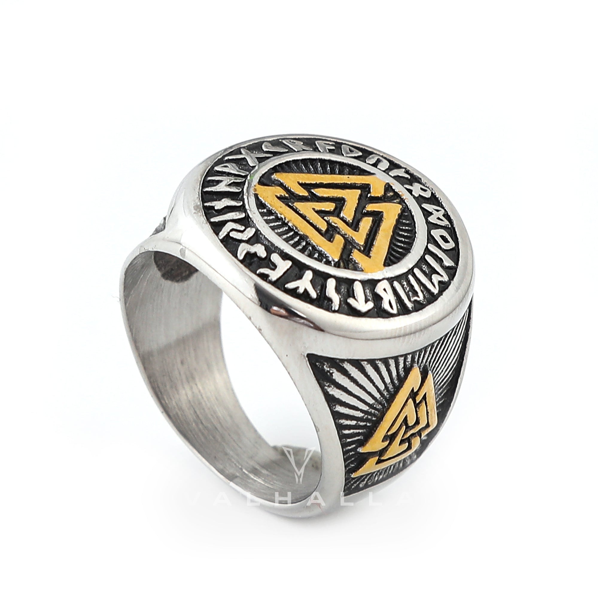 Runes Valknut Triangle Stainless Steel Viking Ring – Valhalla Fallen